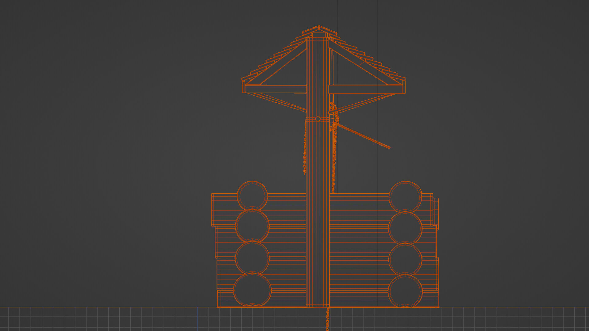 Log Well With Roof - 3D Model by Semuel90