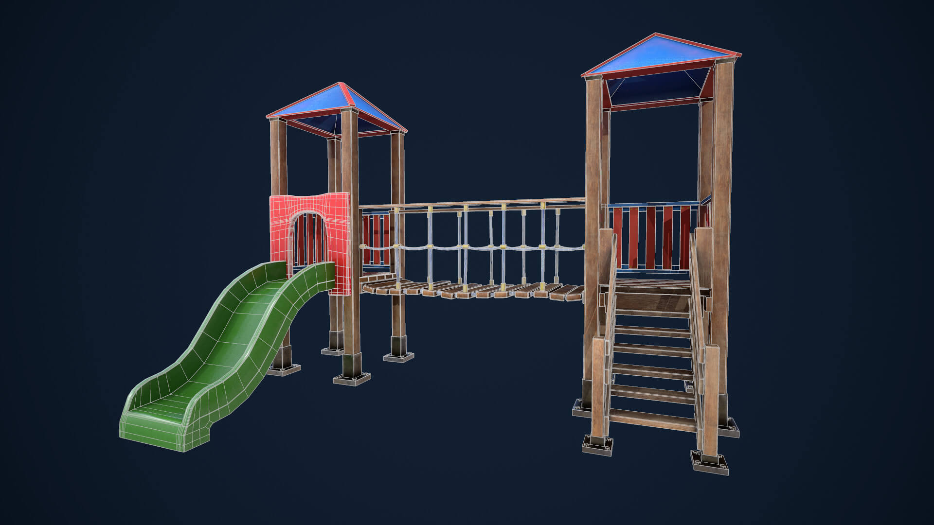 Playground Slide With Bridge - 3D Model by sergio delacruz