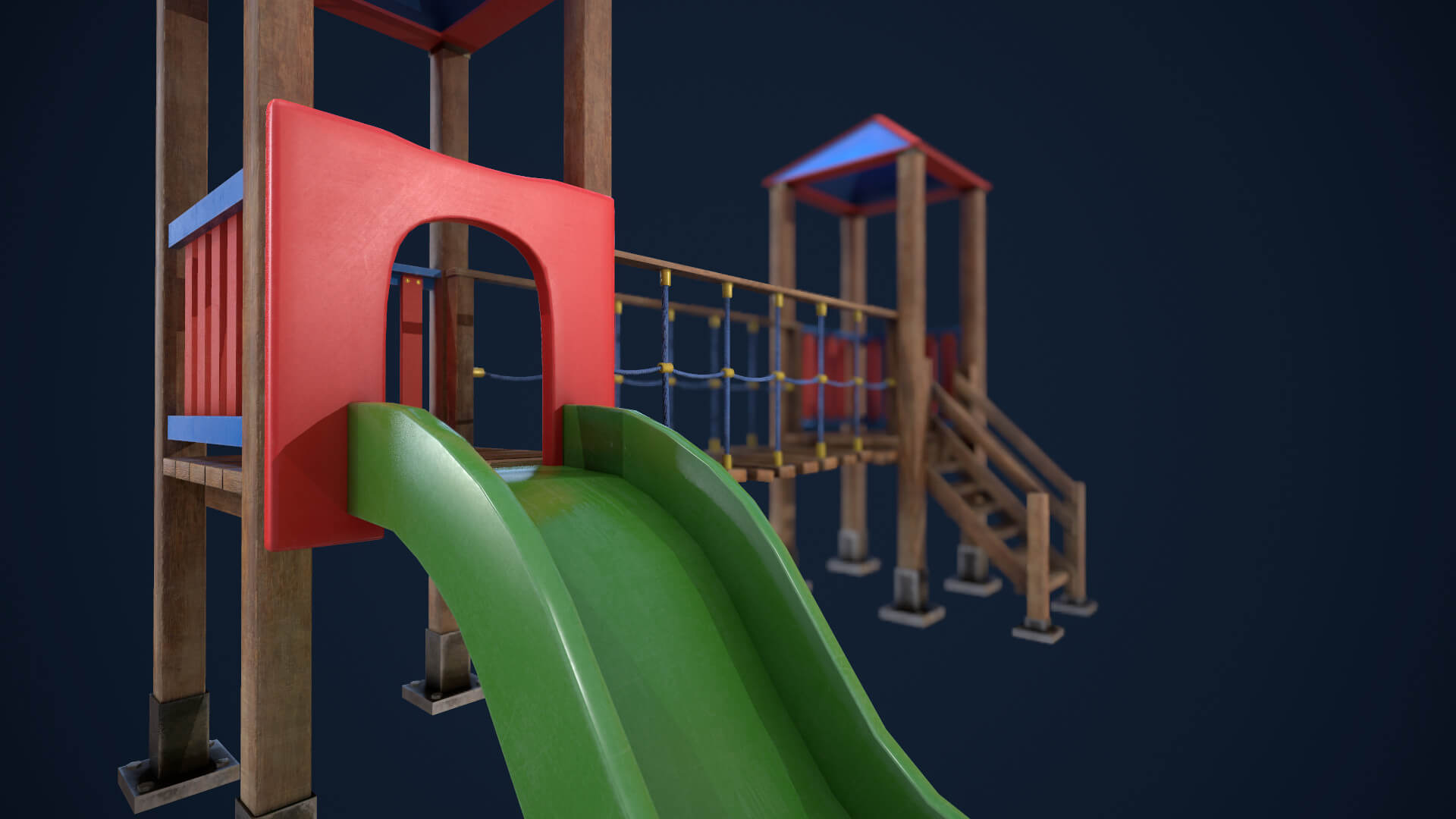 Playground Slide With Bridge - 3D Model by sergio delacruz