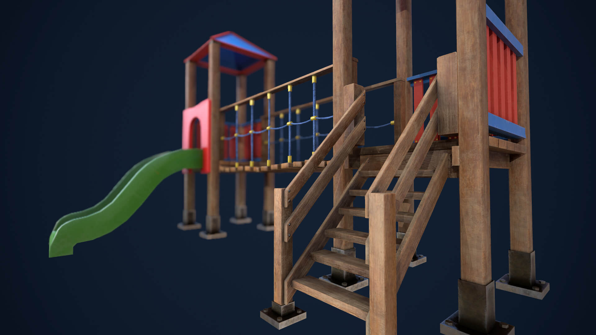 Playground Slide With Bridge - 3D Model by sergio delacruz