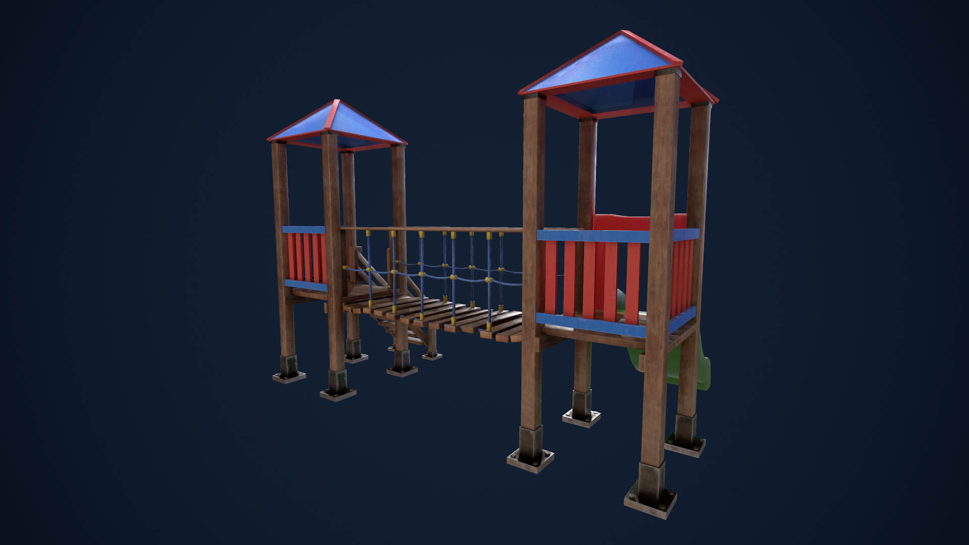 Playground Slide With Bridge - 3D Model by sergio delacruz