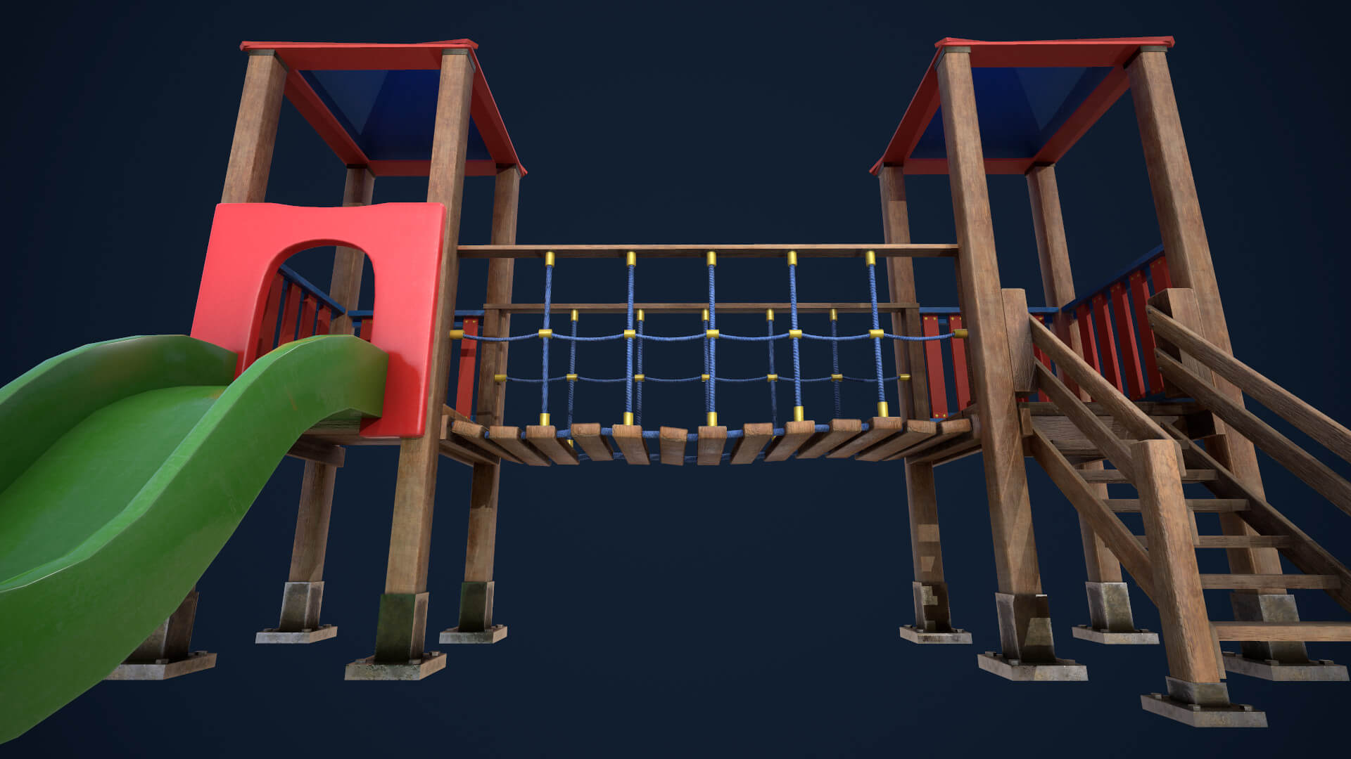 Playground Slide With Bridge - 3D Model by sergio delacruz