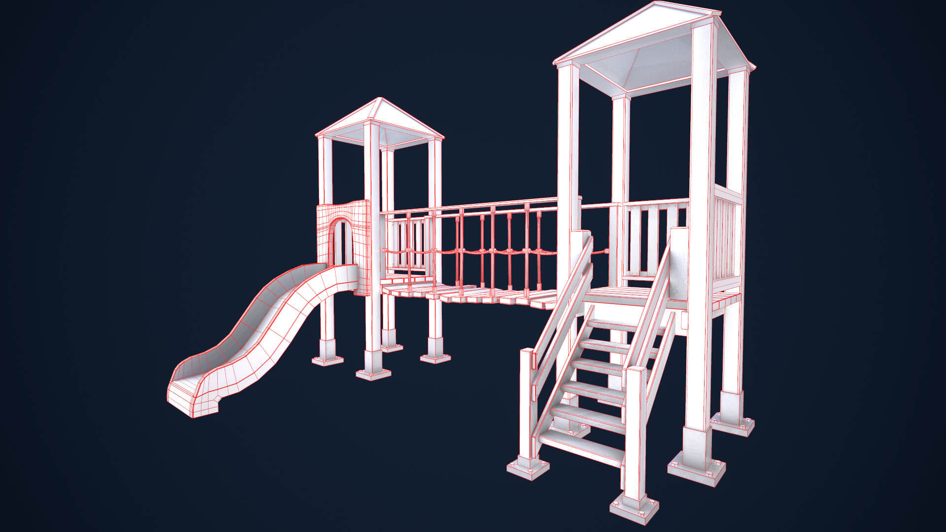 Playground Slide With Bridge - 3D Model by sergio delacruz