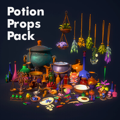 Potion Props Pack - 3D Model by seriouscat