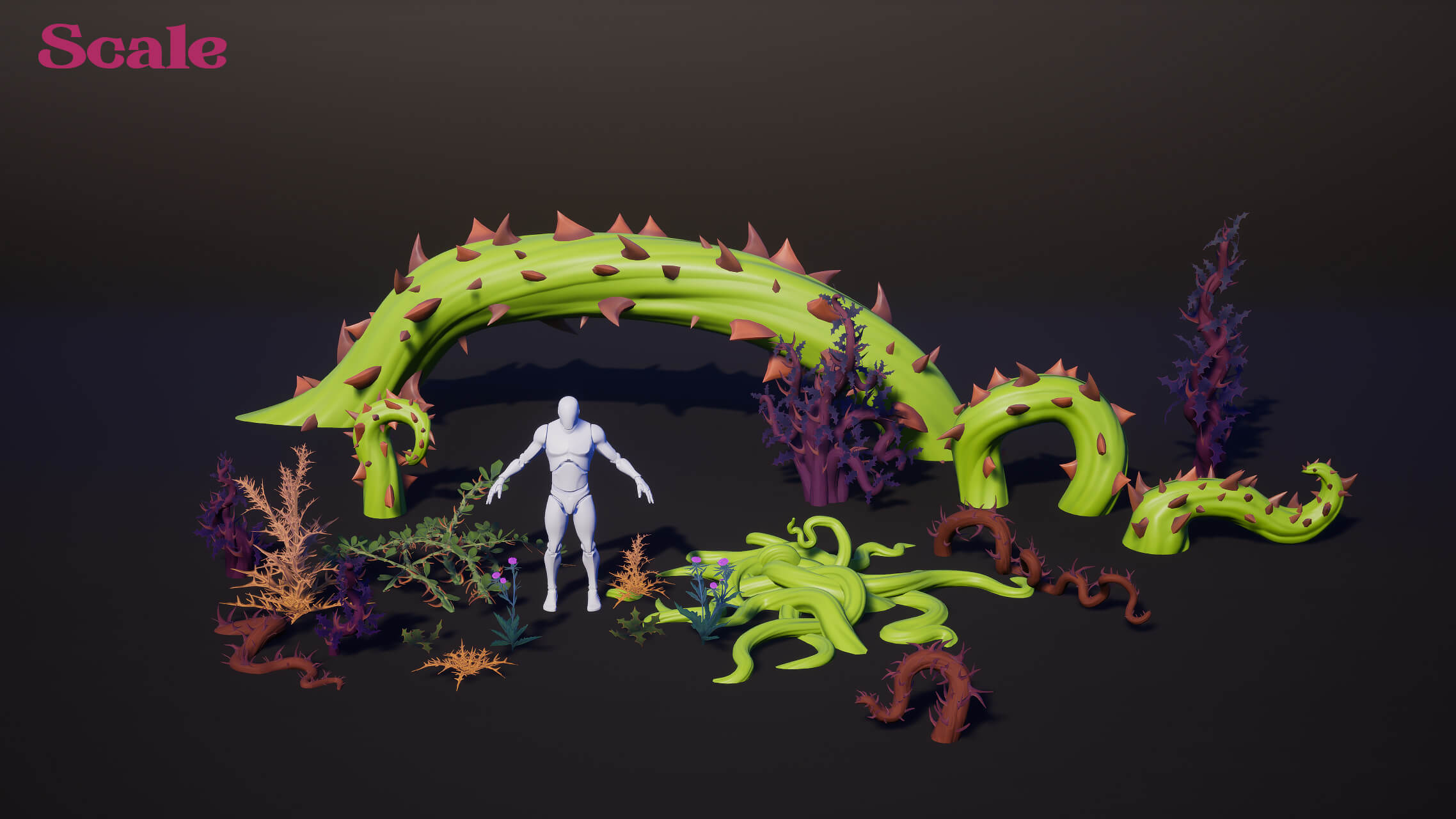 Spiky Plants Pack - 3D Model by seriouscat