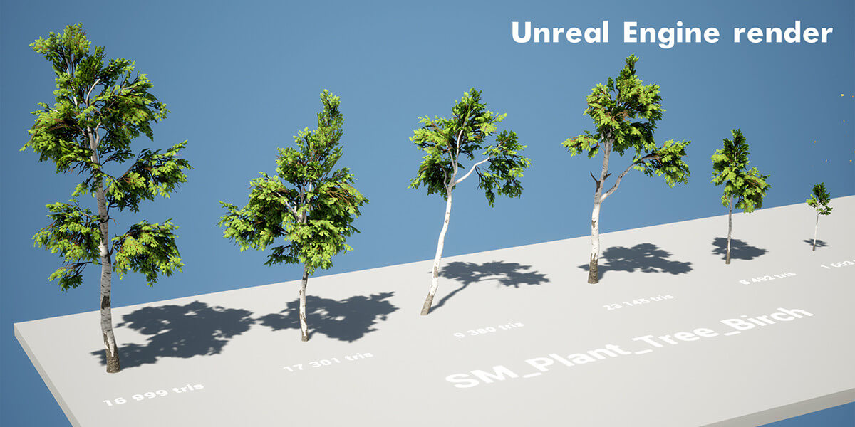 Stylized Birch Trees Pack - 3D Model by seriouscat