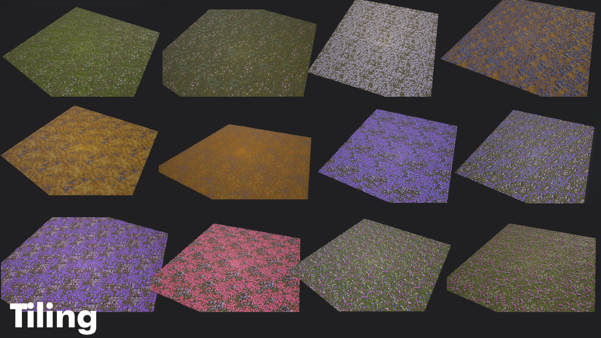 Stylized Ground Textures - Grass/Rocks/Flowers 3D Model by seriouscat