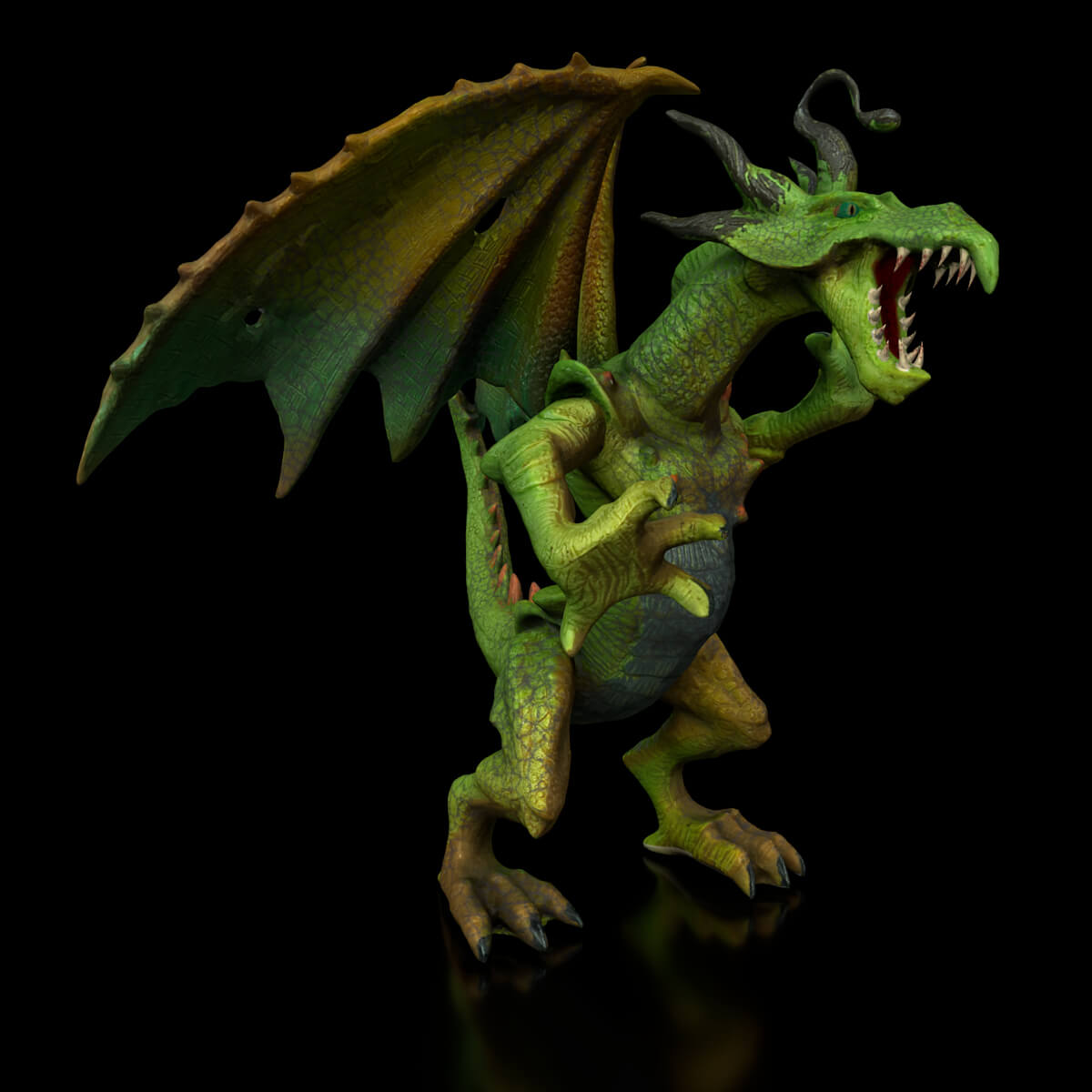 Evil Green Dragon - 3D Model by Serks