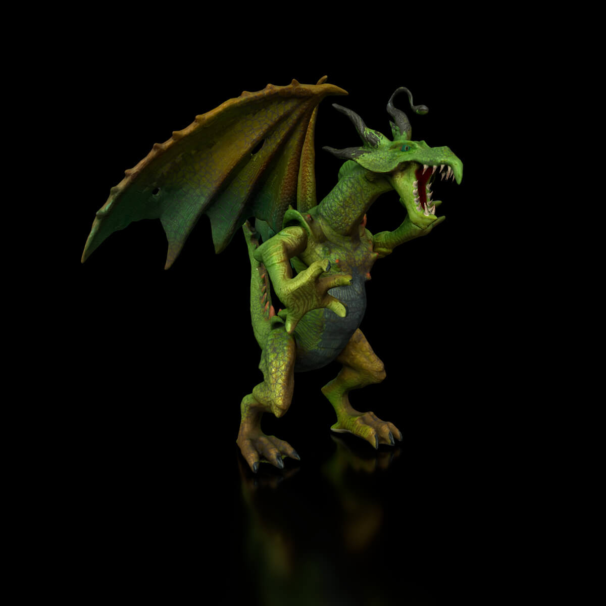 Evil Green Dragon - 3D Model by Serks