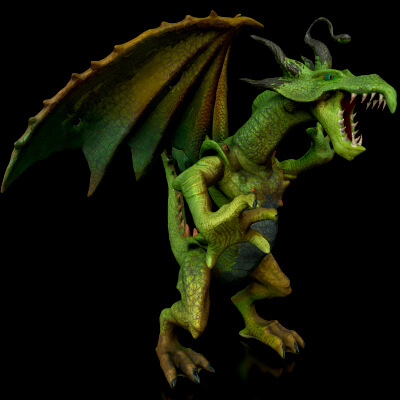 Evil Green Dragon - 3D Model by Serks