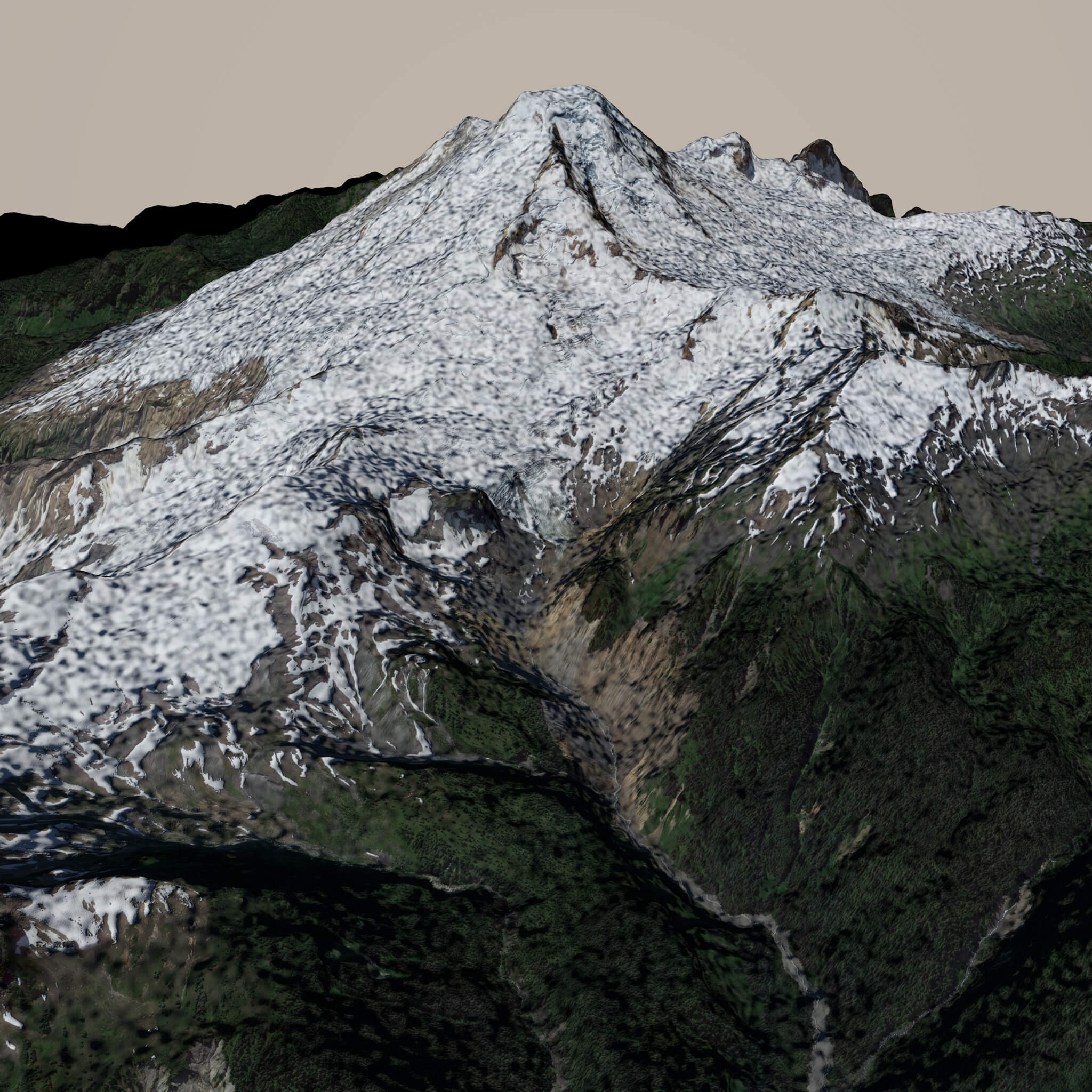 Relief Map of Mount Baker Volcano, Washington - 3D Model by Serks