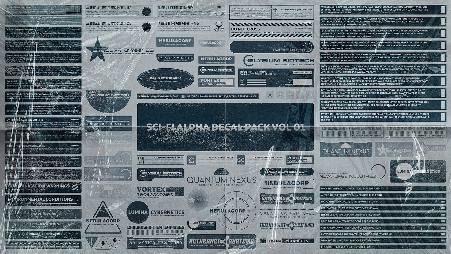 100 - Sci-Fi Alpha Decal Pack Vol 01 3D Render by sfdemir