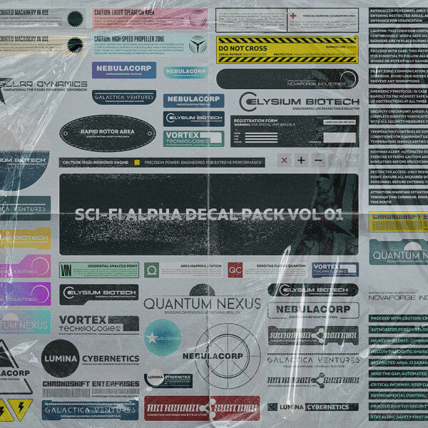 U1 Sci-Fi Alpha Decal Pack 3D Render, Digital Art by sfdemir