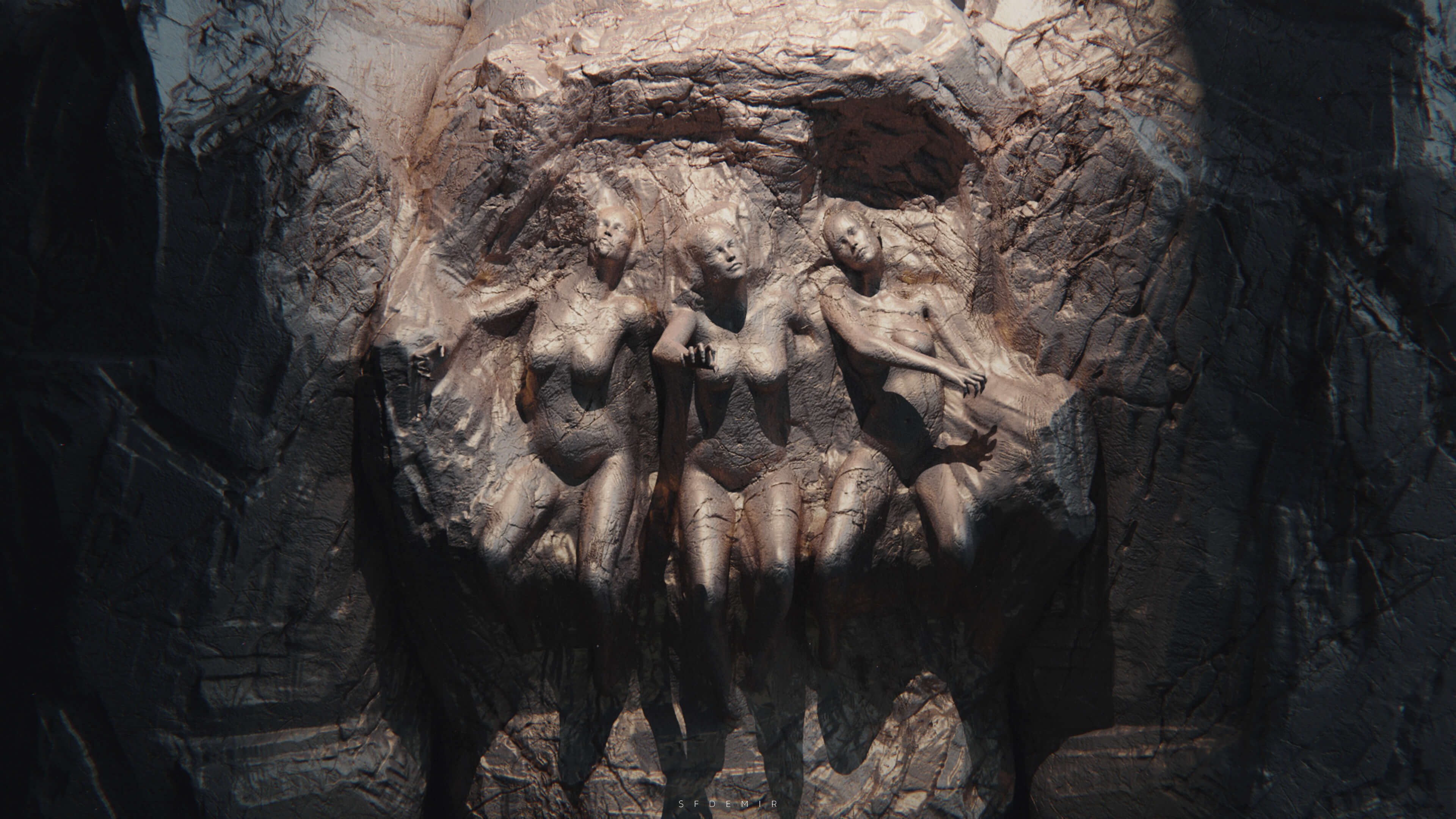 Crypt 3D Wall Model 3D Render, Digital Art by sfdemir