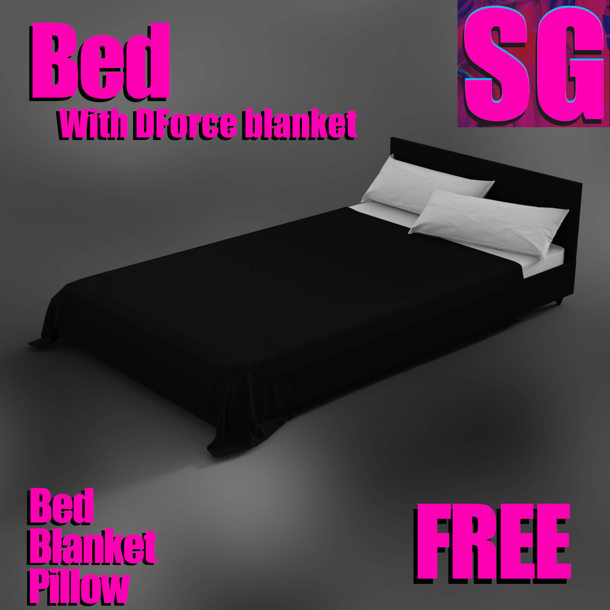 SG Bed Bed dForce Blanket Pillow - Free Daz Content by sgwme13