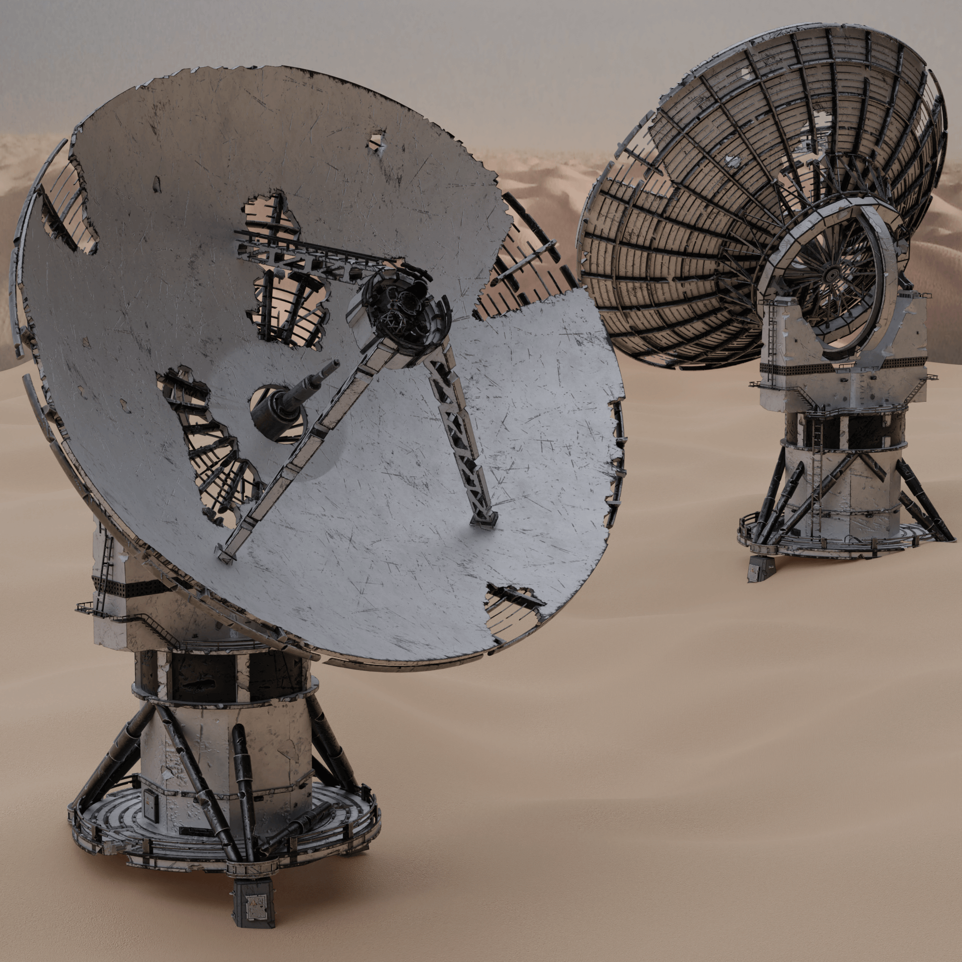 Ruined Big Satellite Dish 3D Render, Digital Art by Shadowrazesss