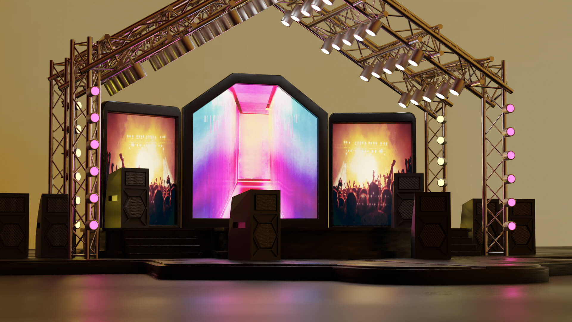 Entertainment Concert Event Stage 3D Model With Light by shaonf3d