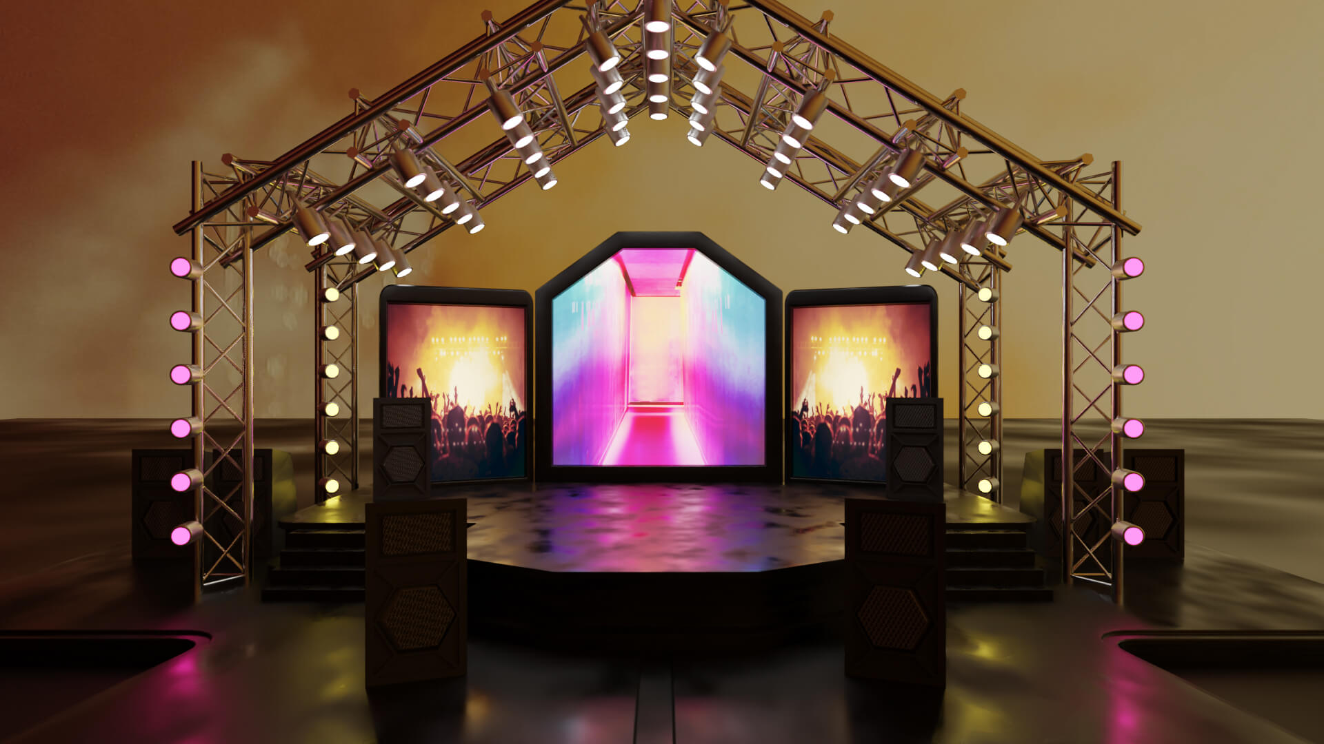 Entertainment Concert Event Stage 3D Model With Light by shaonf3d