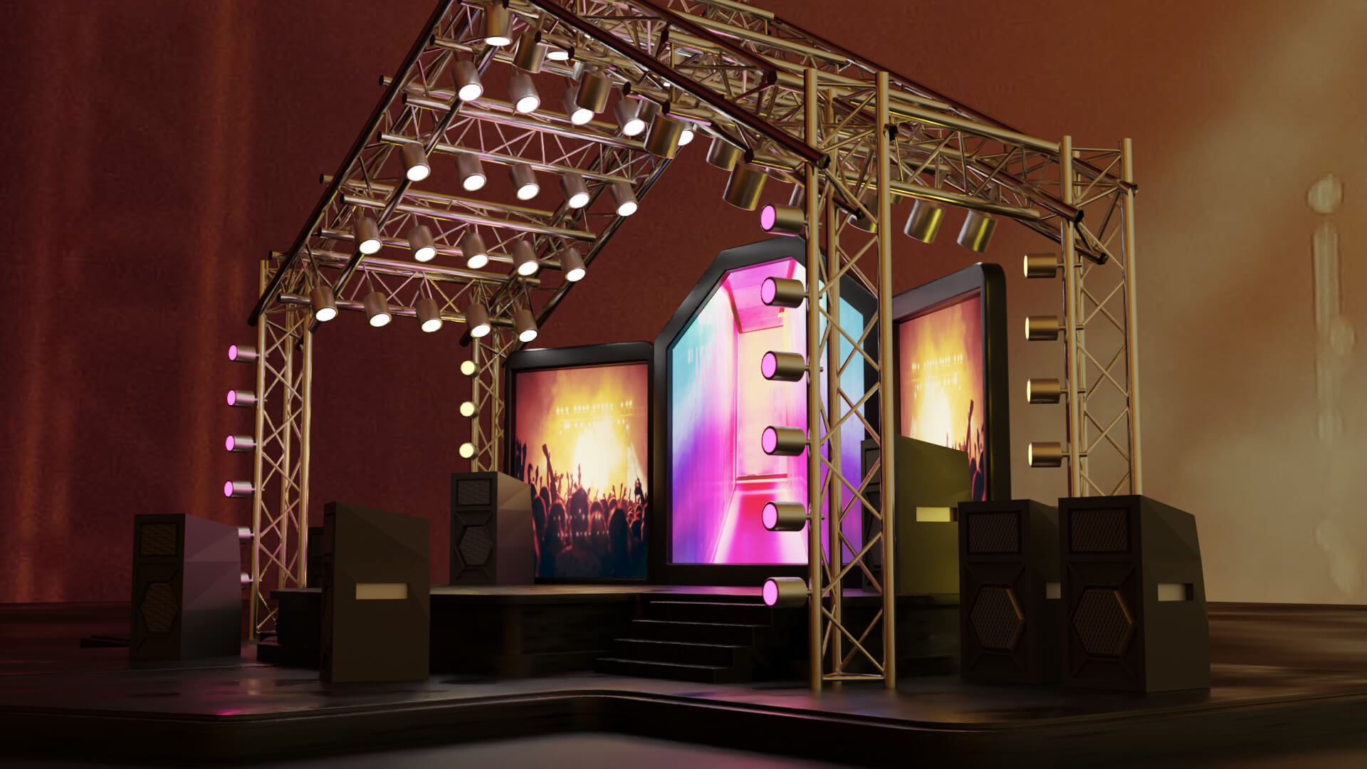 Entertainment Concert Event Stage 3D Model With Light by shaonf3d