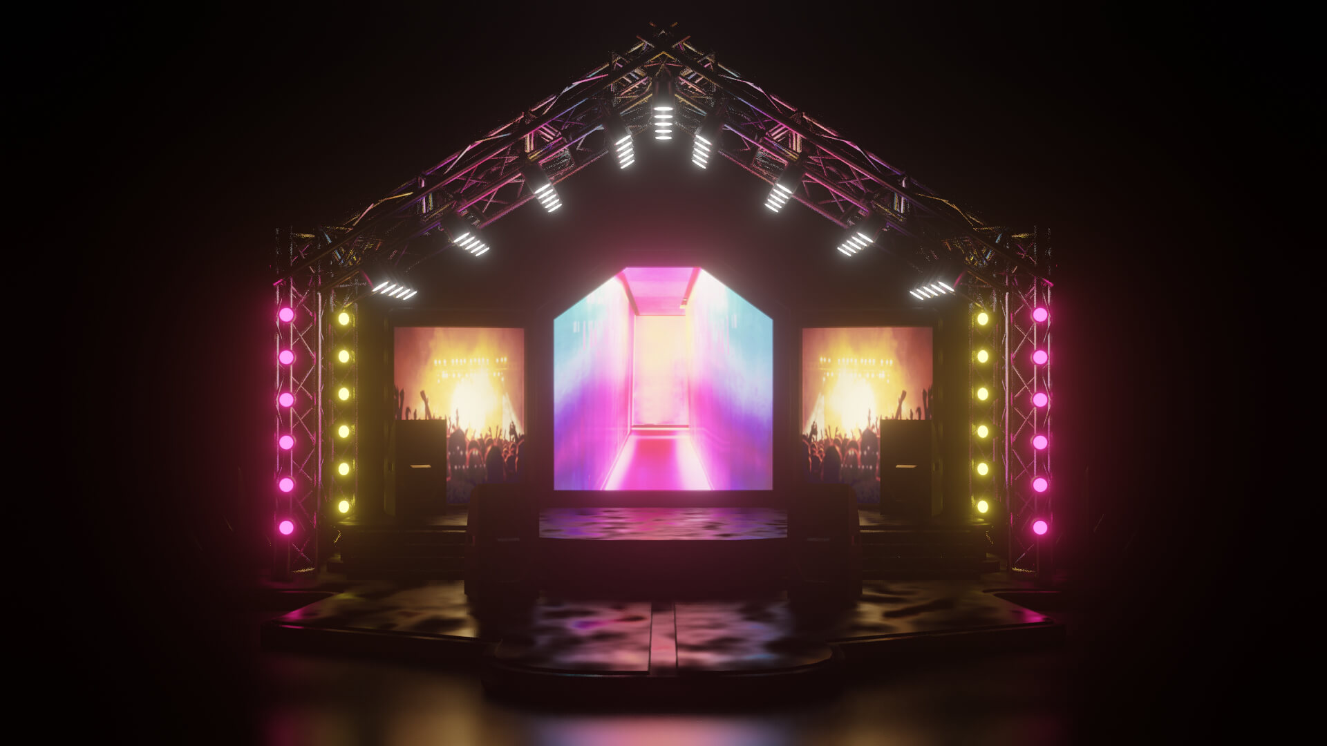 Entertainment Concert Event Stage 3D Model With Light by shaonf3d