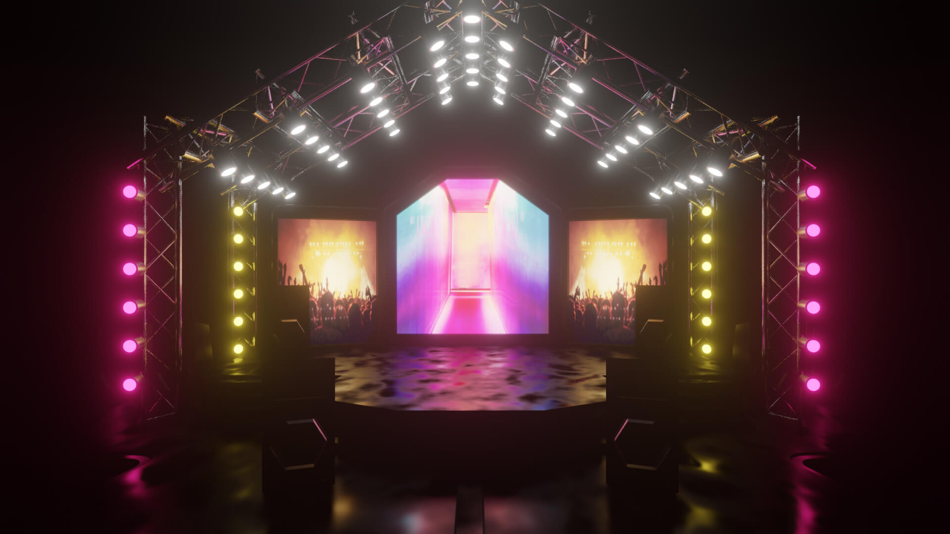 Entertainment Concert Event Stage 3D Model With Light by shaonf3d