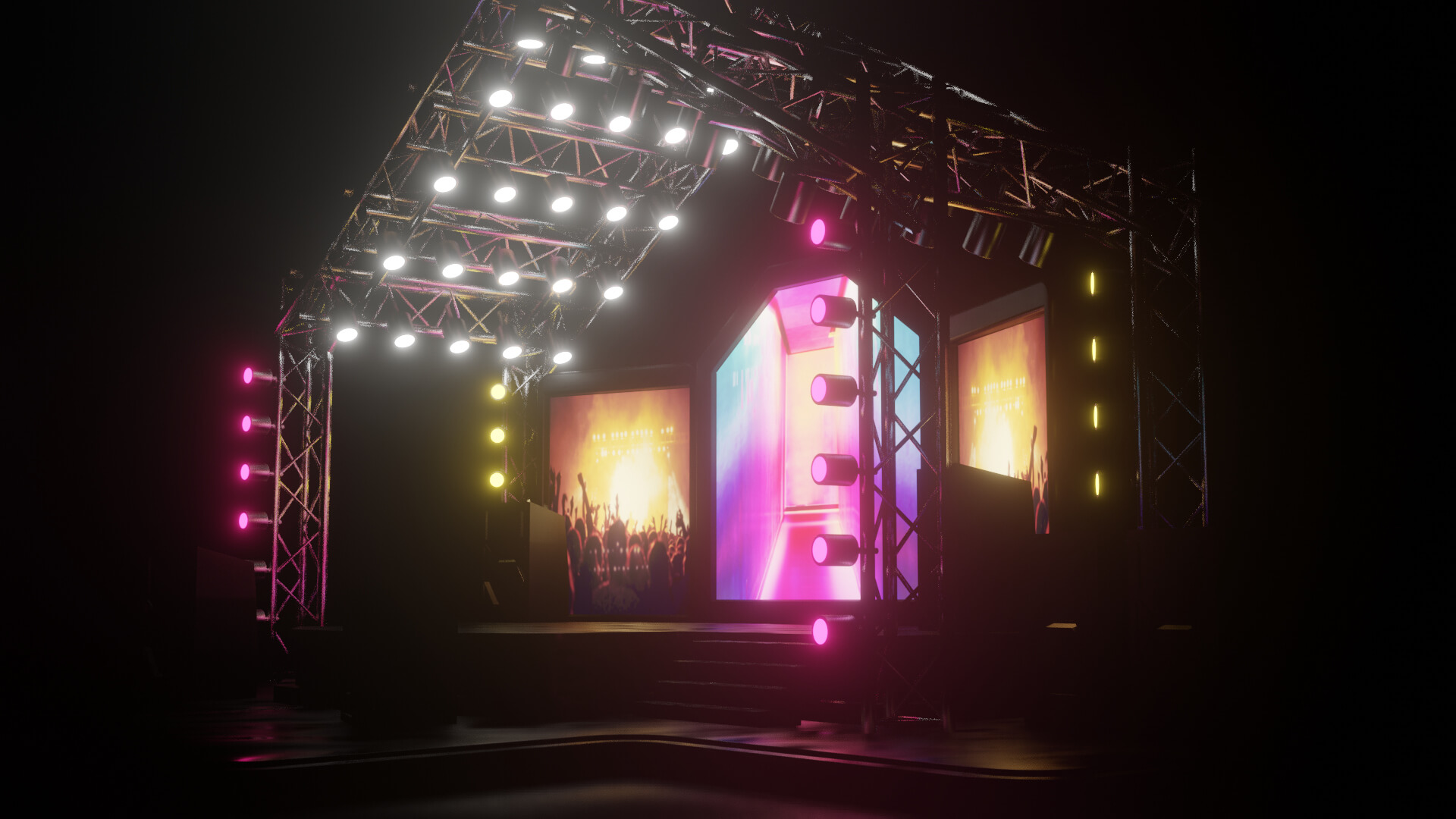 Entertainment Concert Event Stage 3D Model With Light by shaonf3d