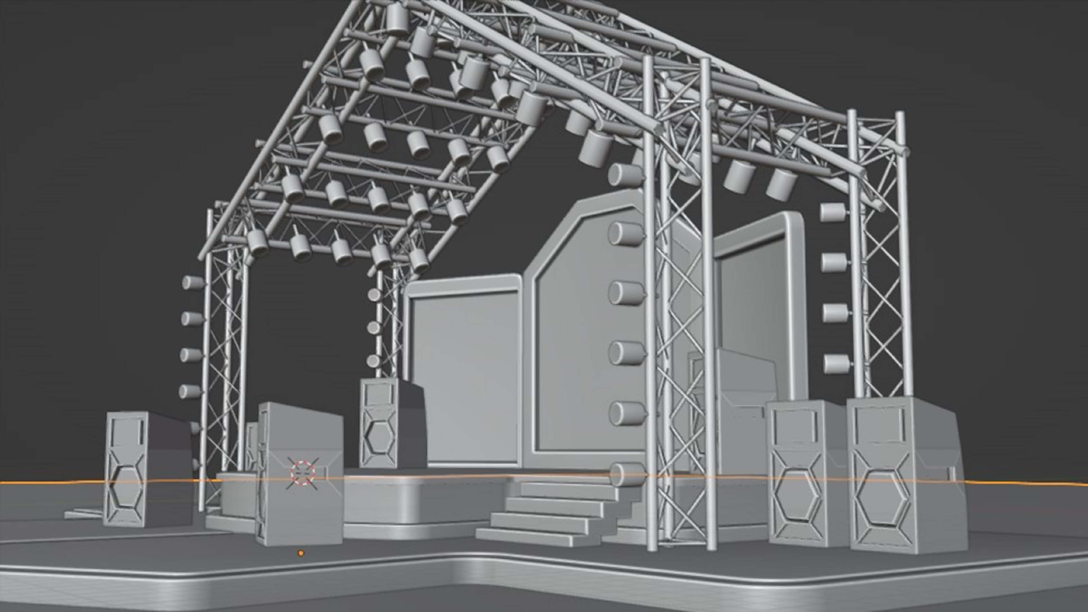 Entertainment Concert Event Stage 3D Model With Light by shaonf3d