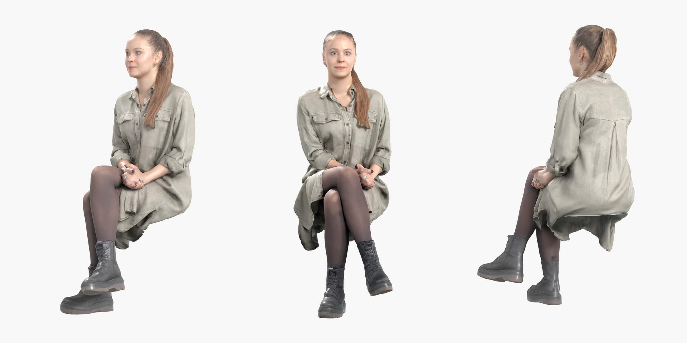 Stylish Casual Woman Sitting - Posed 3D Scan by sharplaninac