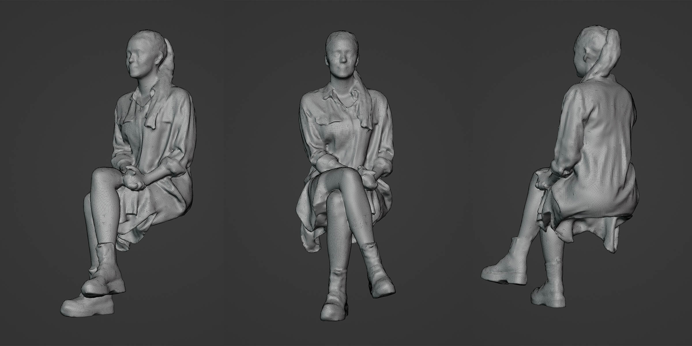 Stylish Casual Woman Sitting - Posed 3D Scan by sharplaninac