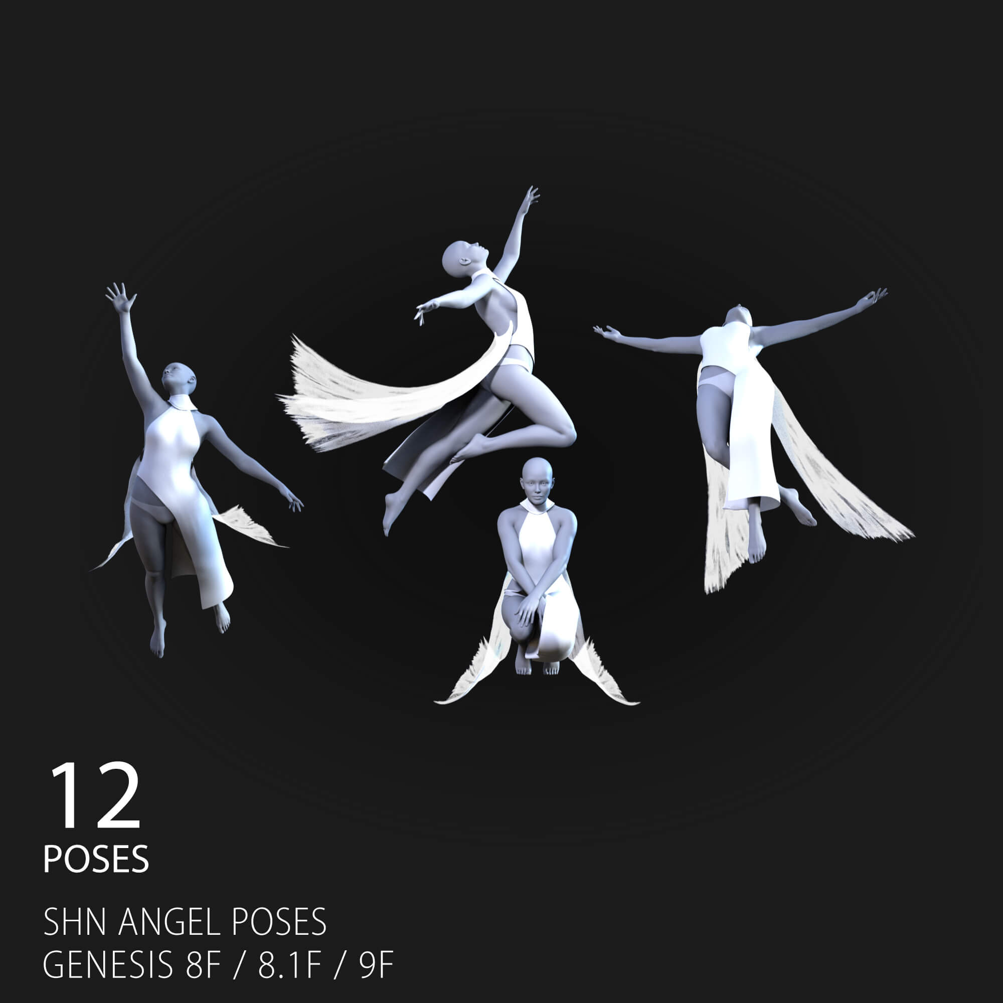 Shn Angel Poses for Genesis 8F, 8.1F, G9F - Free Daz Content by shayanick