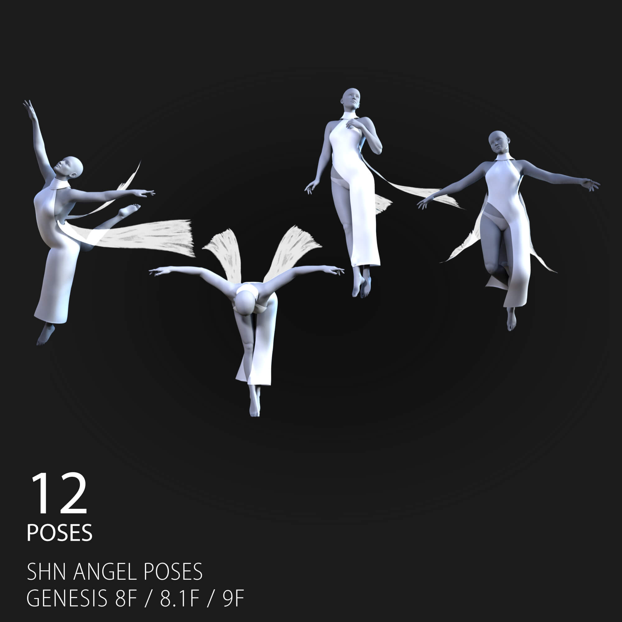 Shn Angel Poses for Genesis 8F, 8.1F, G9F - Free Daz Content by shayanick