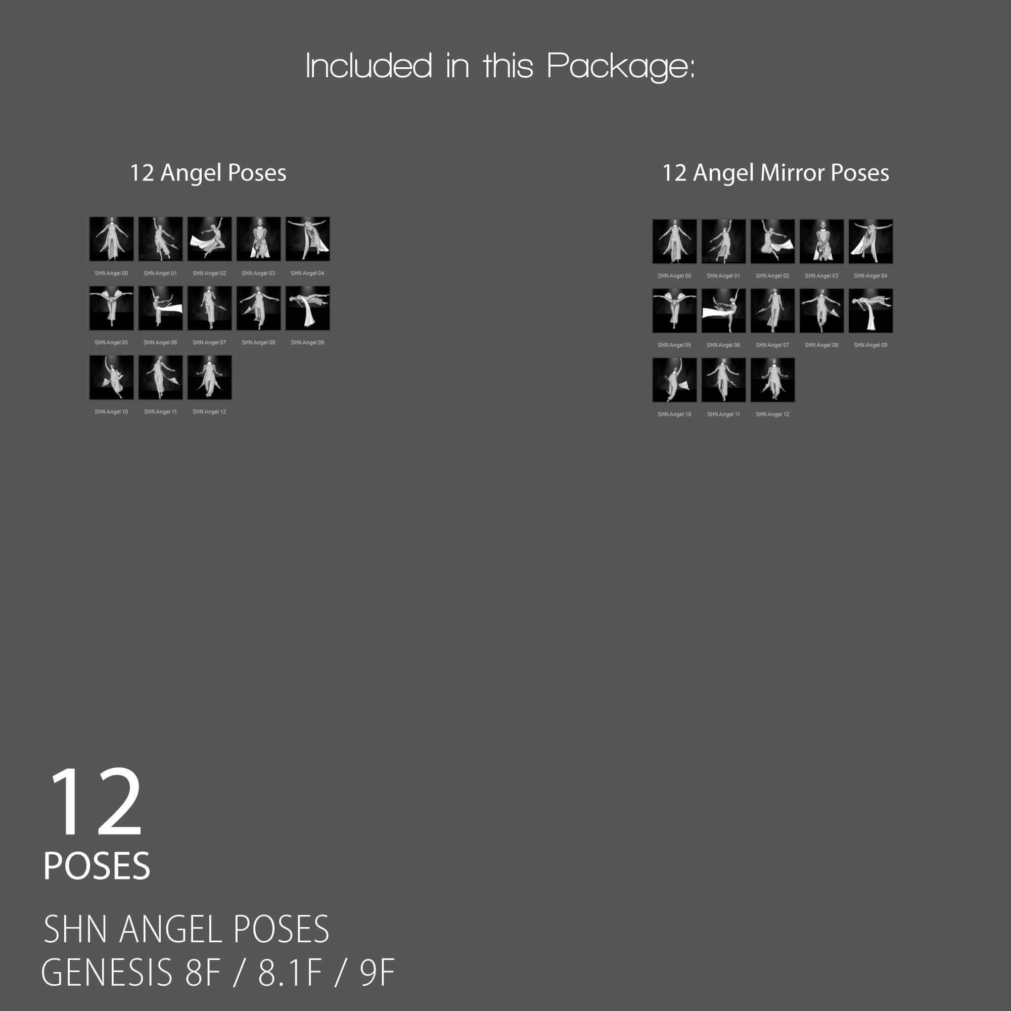 Shn Angel Poses for Genesis 8F, 8.1F, G9F - Free Daz Content by shayanick