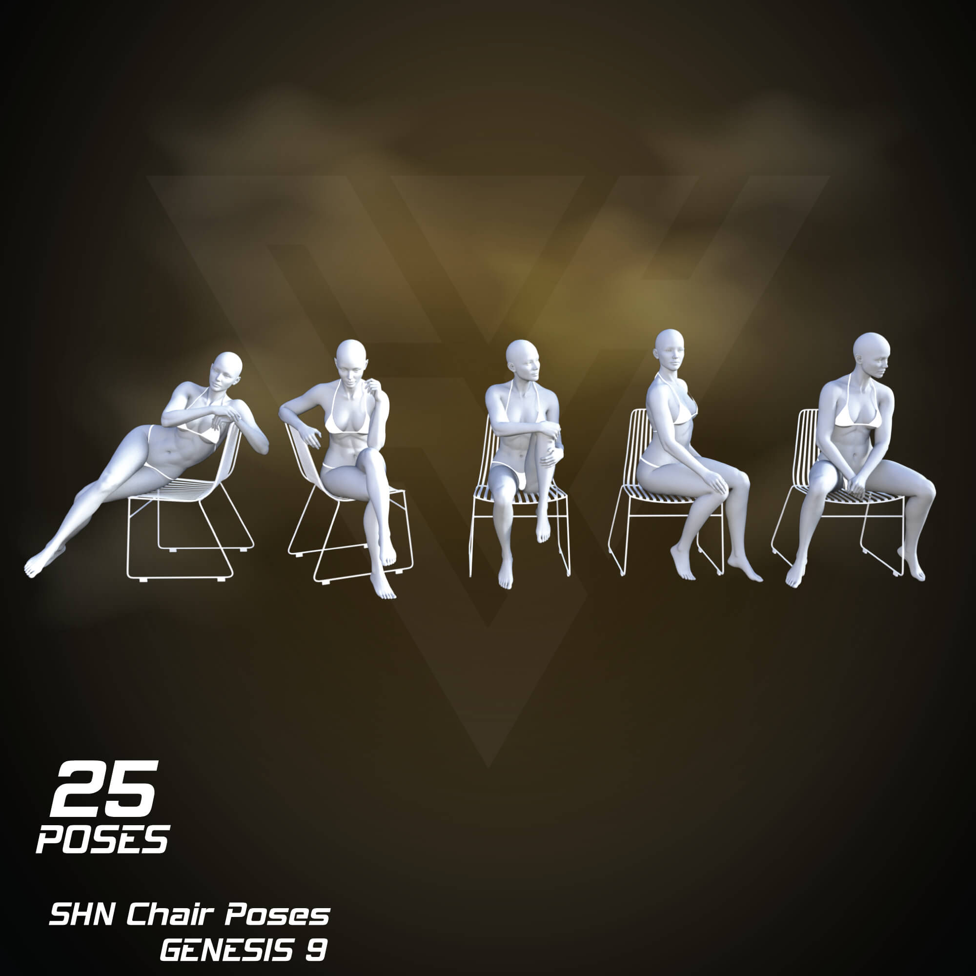 Shn Chair Poses for Genesis 9 - Daz Content by shayanick