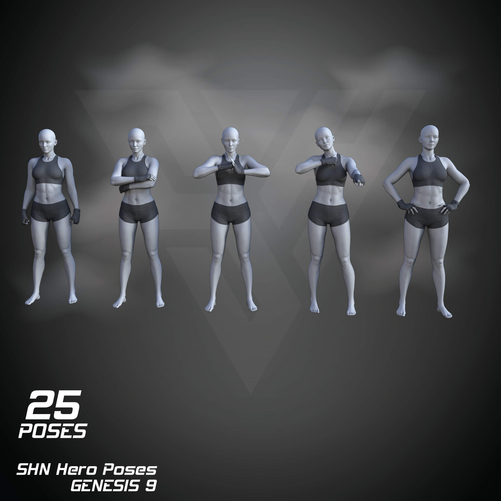 Shn Hero Poses For Genesis 9 Male and Female - Daz Content by shayanick