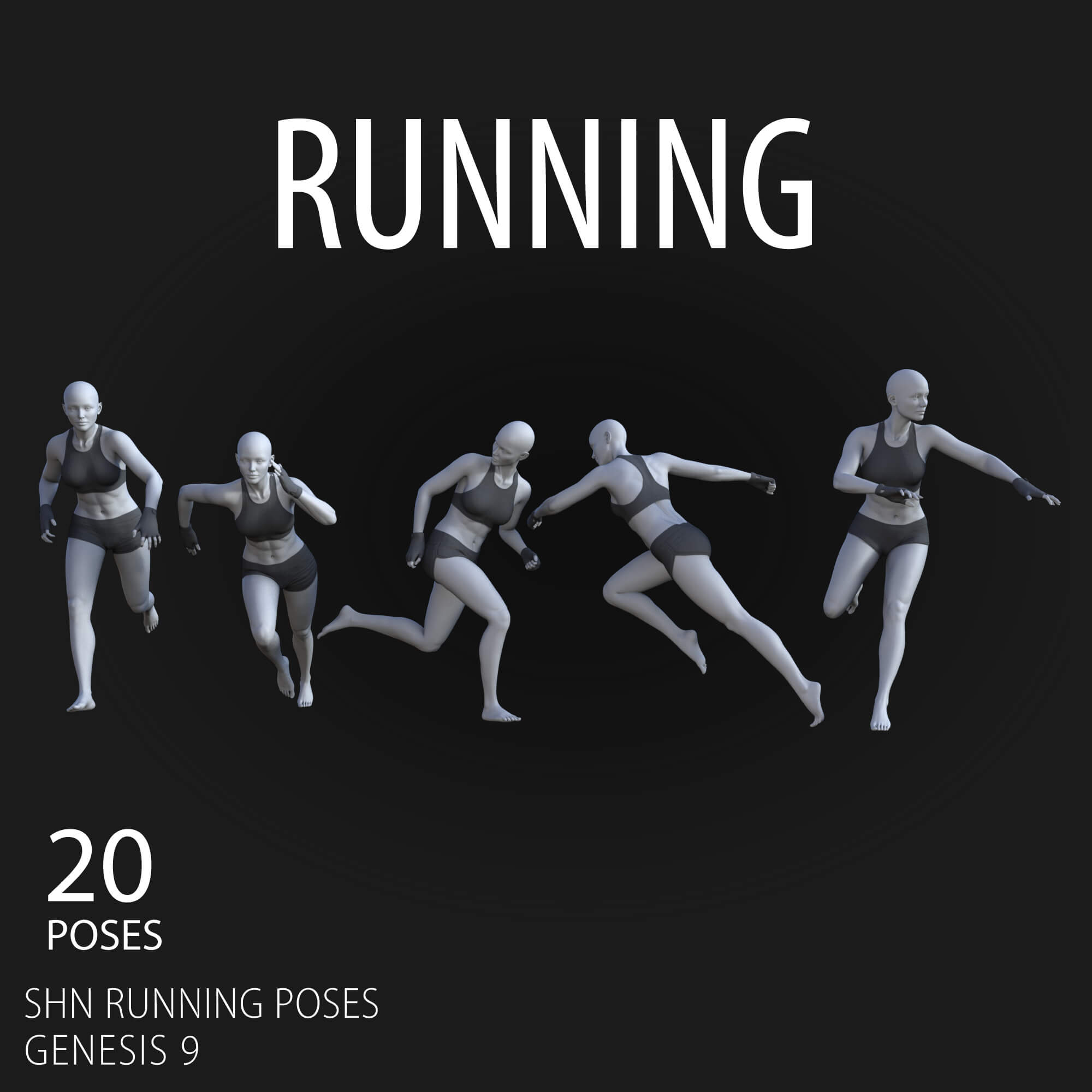 Shn Running Poses for Genesis 9 - Daz Content by shayanick