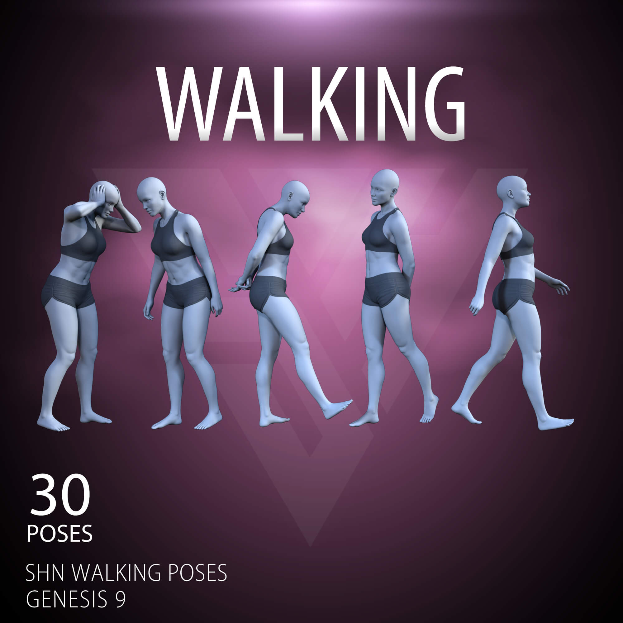 Shn Walking Poses for Genesis 9 Male and Female - Daz Content by shayanick
