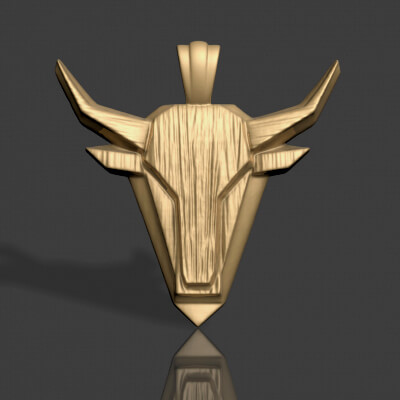 Abstract Buffalo Head Pendant M03 - 3D Model by SHEHAB3D