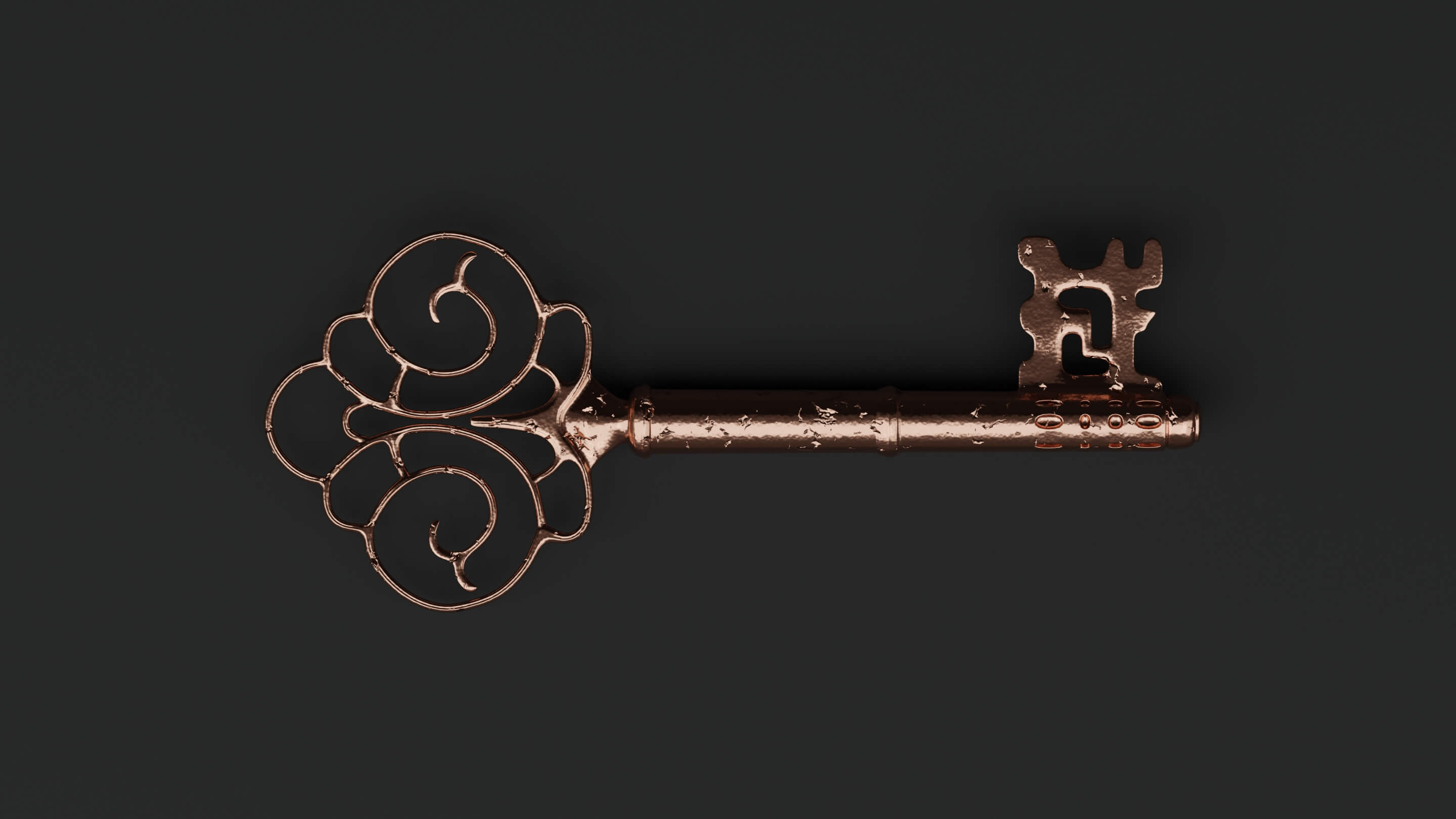 Antique Bronze Key - 3D Model by ShehataDesigns