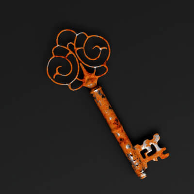 Antique Rusted Key - 3D Model by ShehataDesigns