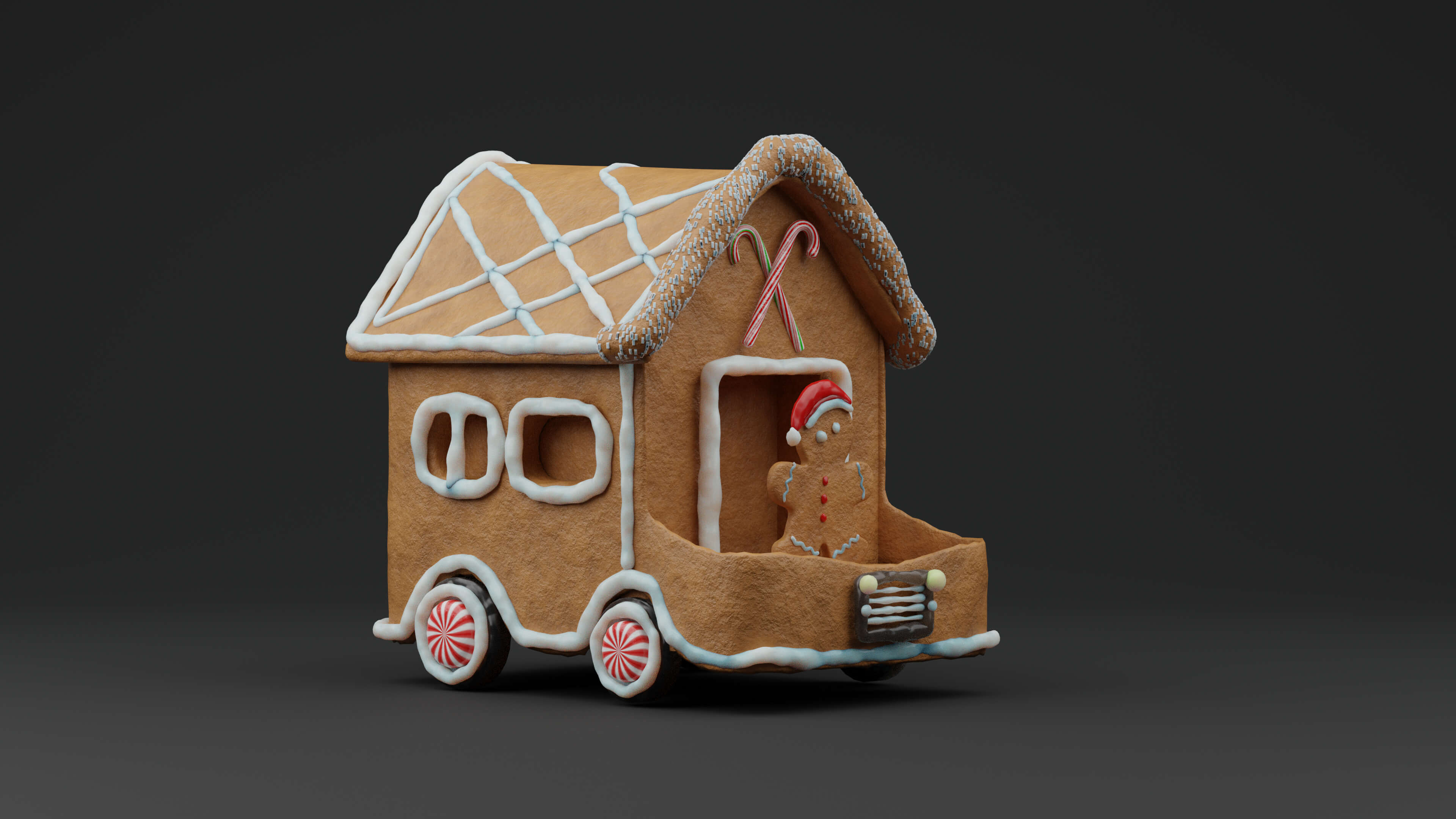 Gingerbread Car - 3D Model by ShehataDesigns