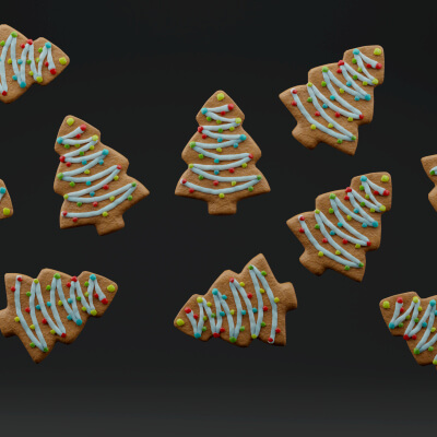 Colored Gingerbread Tree Cookie - 3D Model by ShehataDesigns