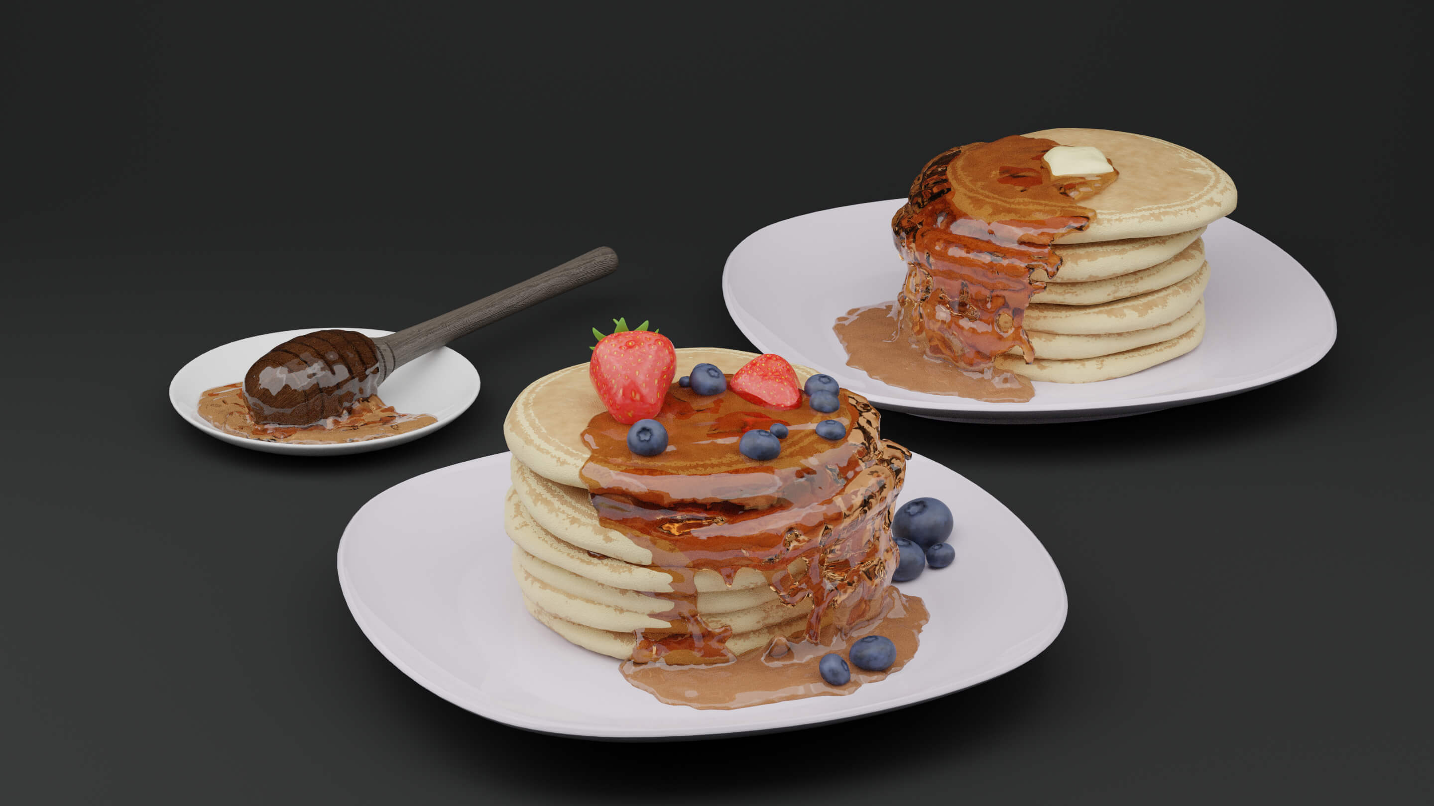 Pancake With Honey - 3D Model by ShehataDesigns