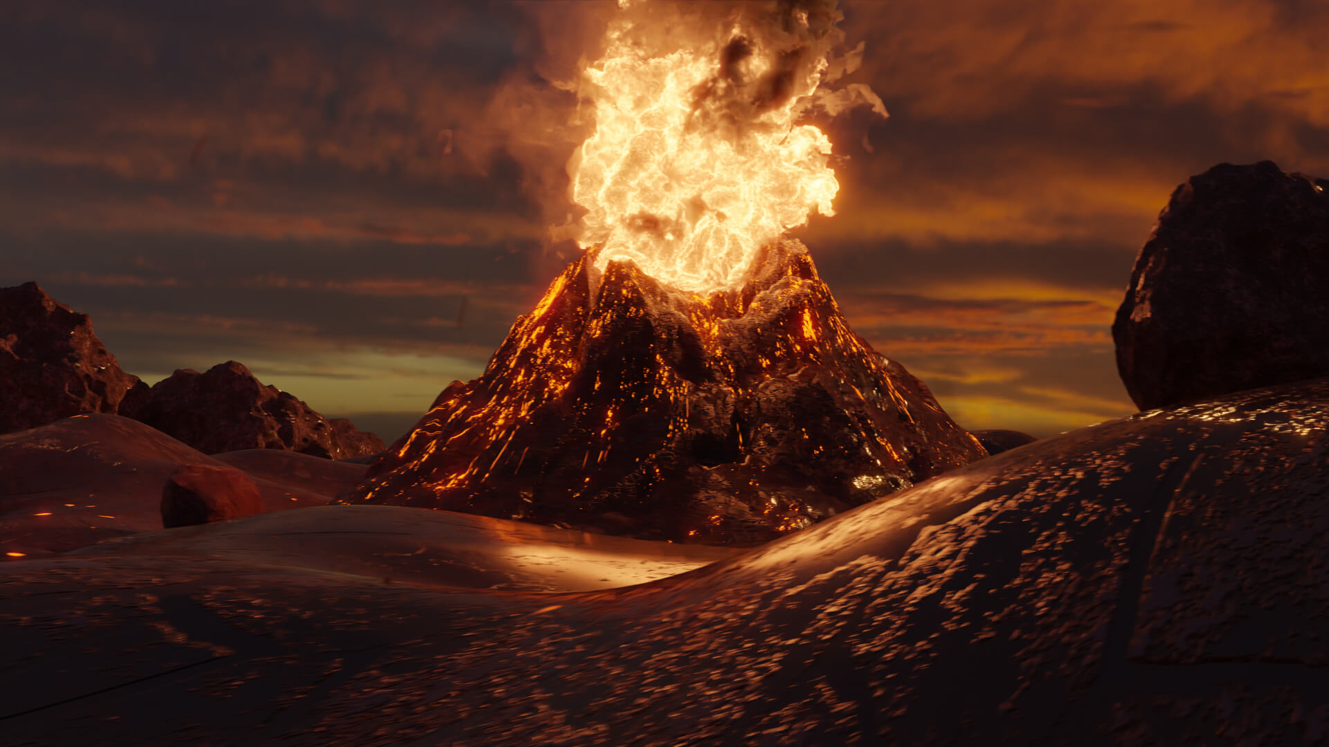Volcano Eruption by ShehataDesigns | RenderHub Wallpapers