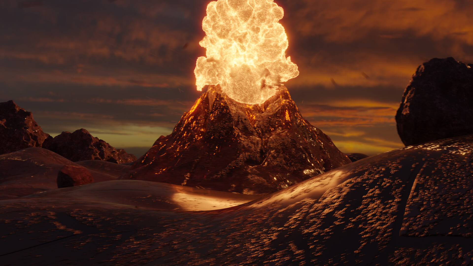 Volcano Eruption by ShehataDesigns | RenderHub Wallpapers