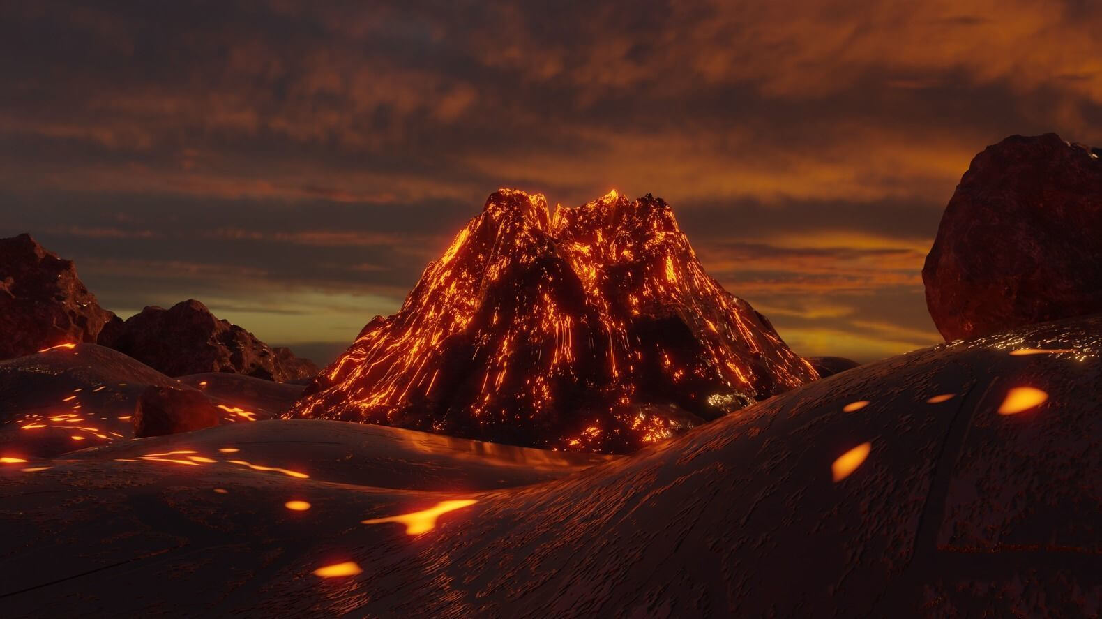 Volcano Scene - 3D Model by ShehataDesigns