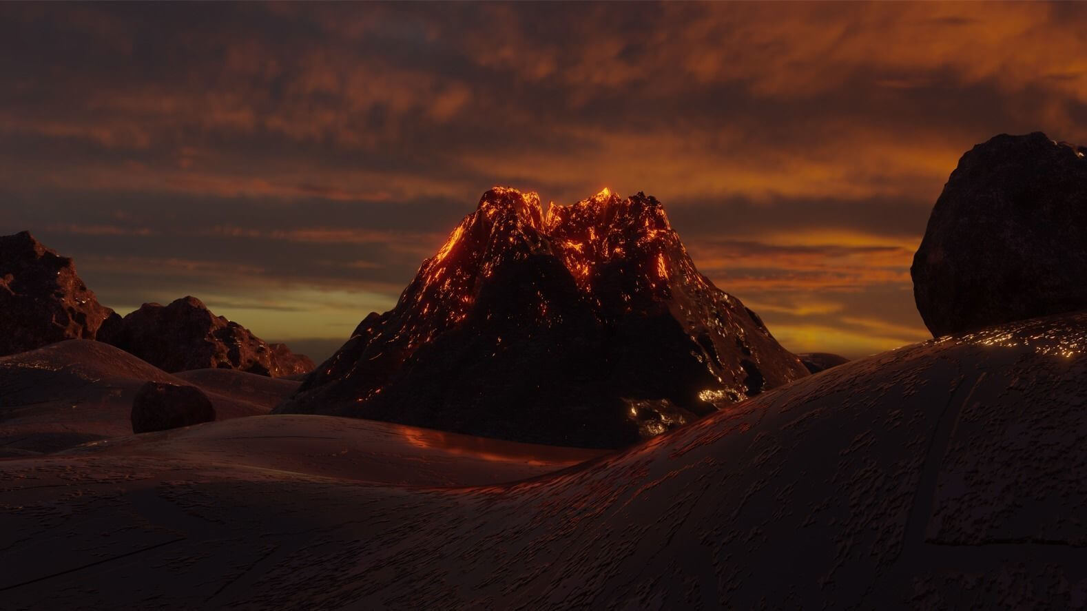 Volcano Scene - 3D Model by ShehataDesigns