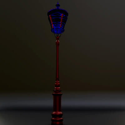 Vintage Street Lamp Post - Red & Blue Stylized Render Free 3D Model by ...