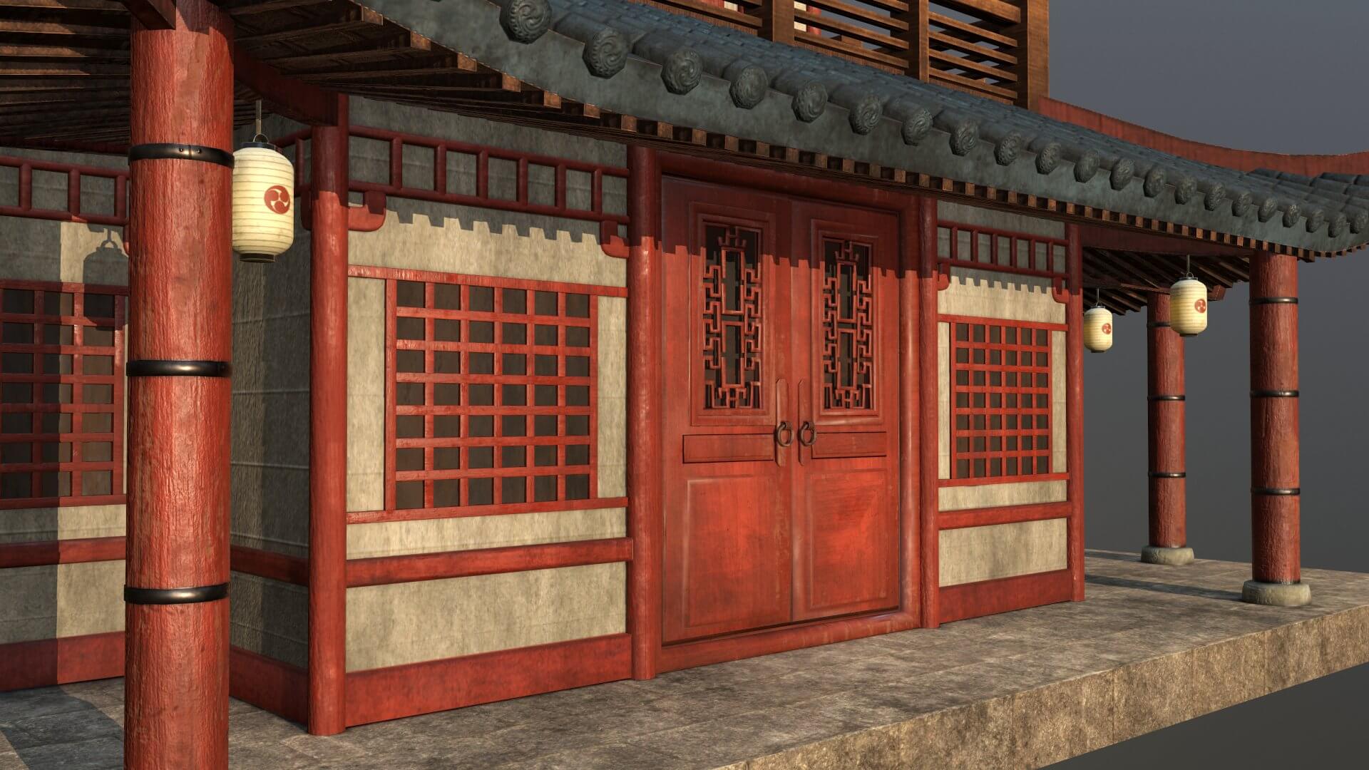 Asian Japanese and Chinese Building - 3D Model by sherazahmad
