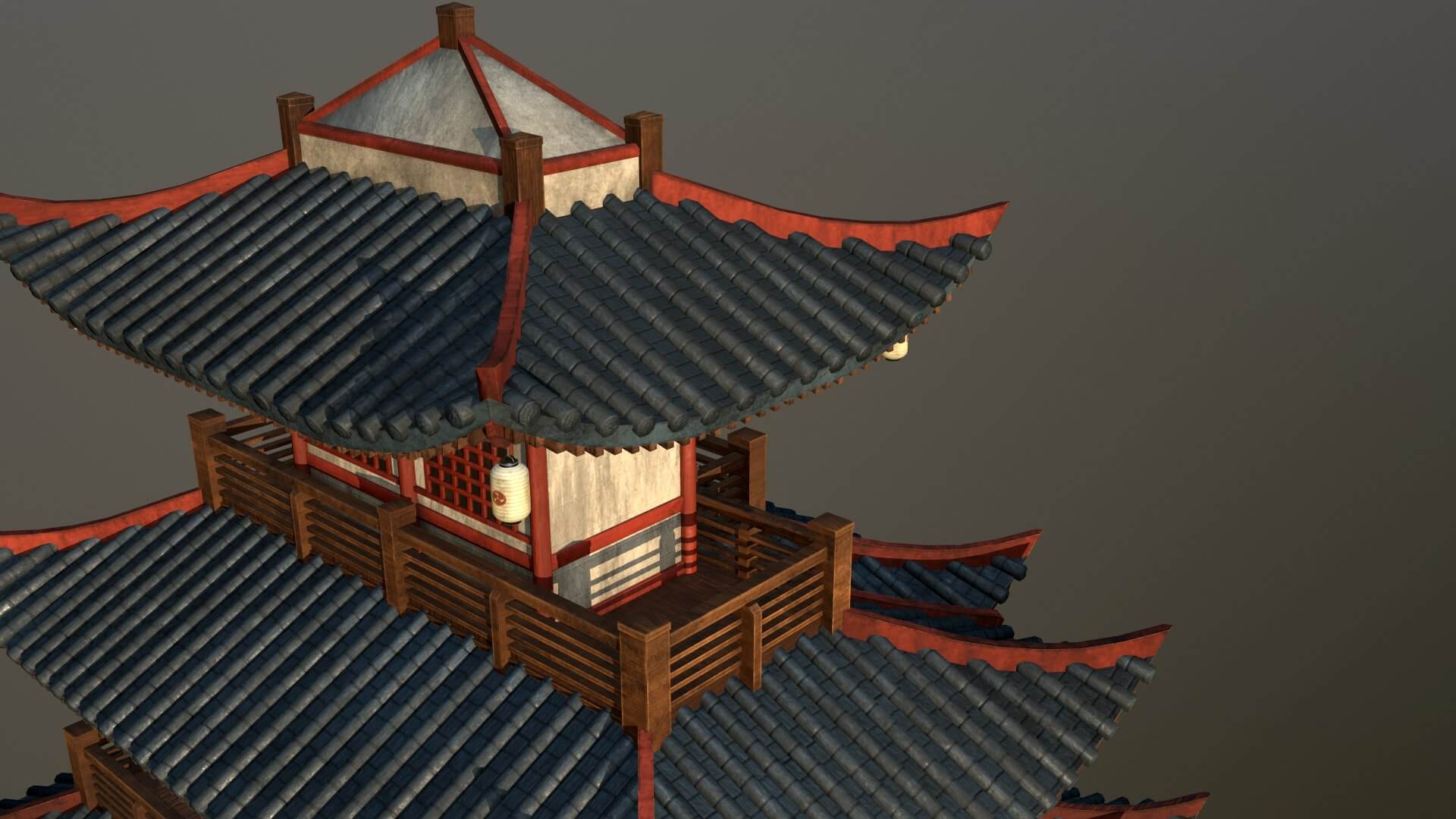 Asian Japanese and Chinese Building - 3D Model by sherazahmad
