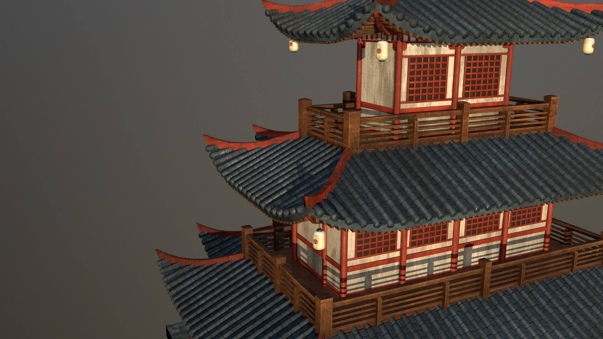 Asian Japanese and Chinese Building - 3D Model by sherazahmad
